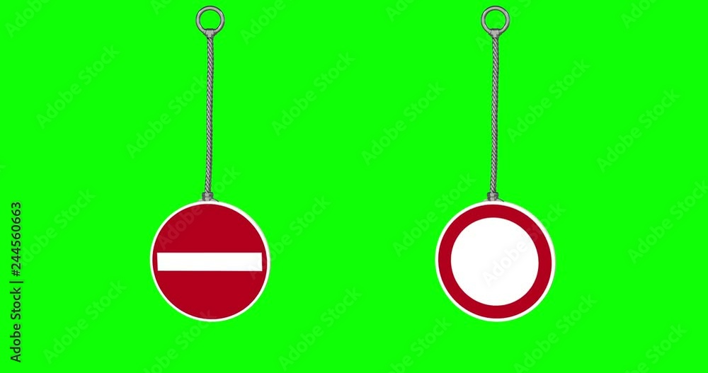 Prohibition signs.No entry,road closed signs. 3d animation, hanging ...