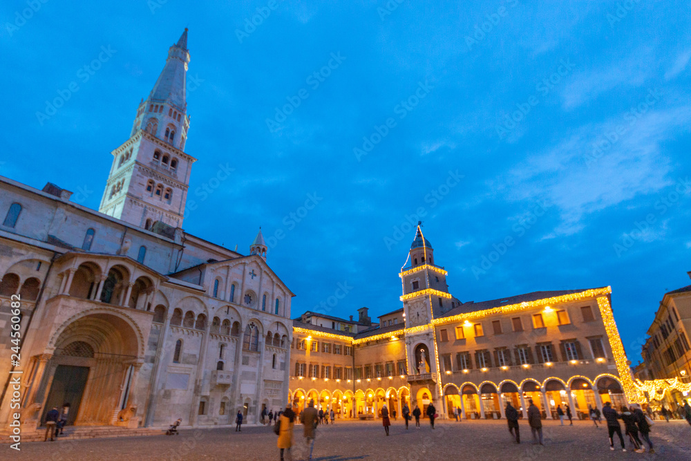 modena piazza Grande, with its cathedral and city's civic tower, has ...