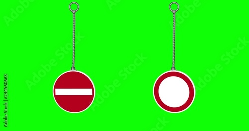 Prohibition signs.No entry,road closed signs. 3d animation, hanging ...