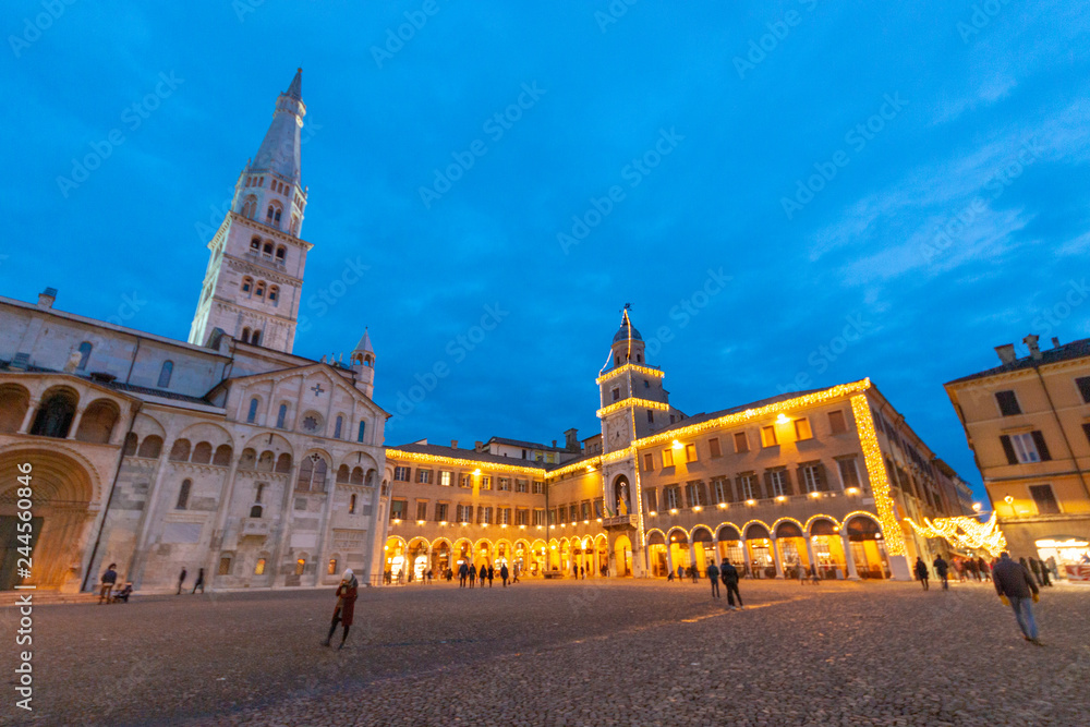 modena piazza Grande, with its cathedral and city's civic tower, has ...