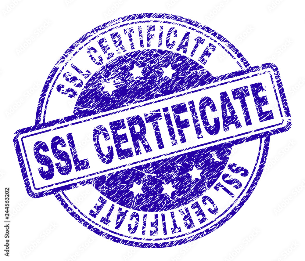 SSL CERTIFICATE stamp seal imprint with grunge texture. Designed with ...