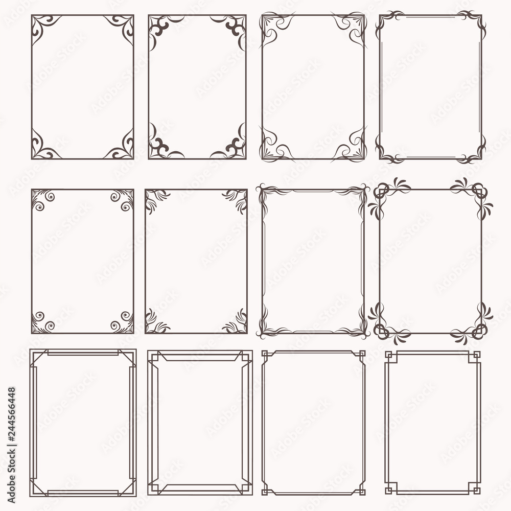 Decorative frames and borders rectangle proportions set Stock Vector ...