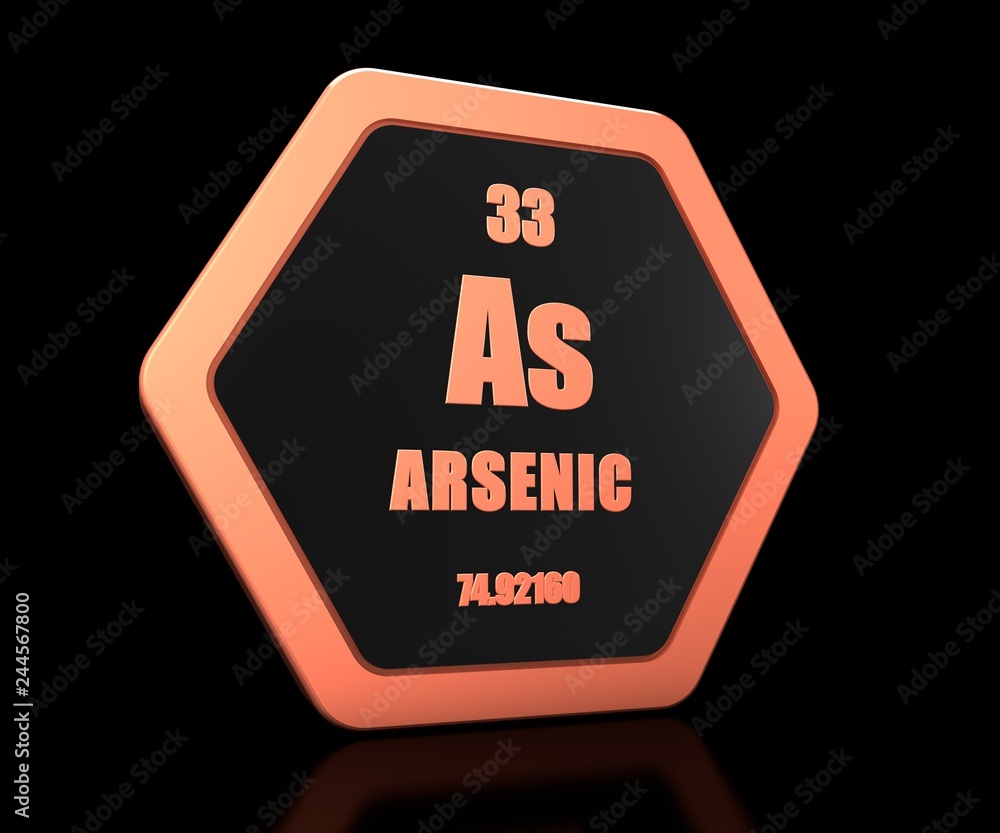 Arsenic chemical element periodic table symbol 3d render ilustração do ...