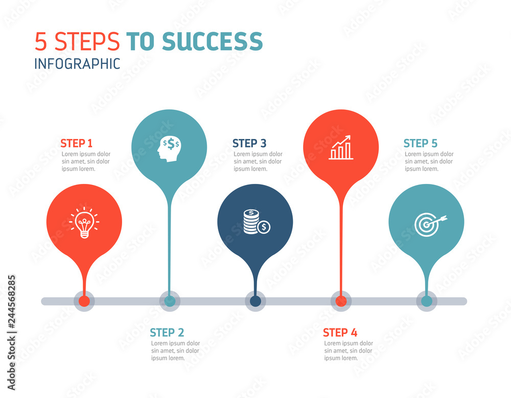 5 Steps to Success Infographics Stock Vector | Adobe Stock