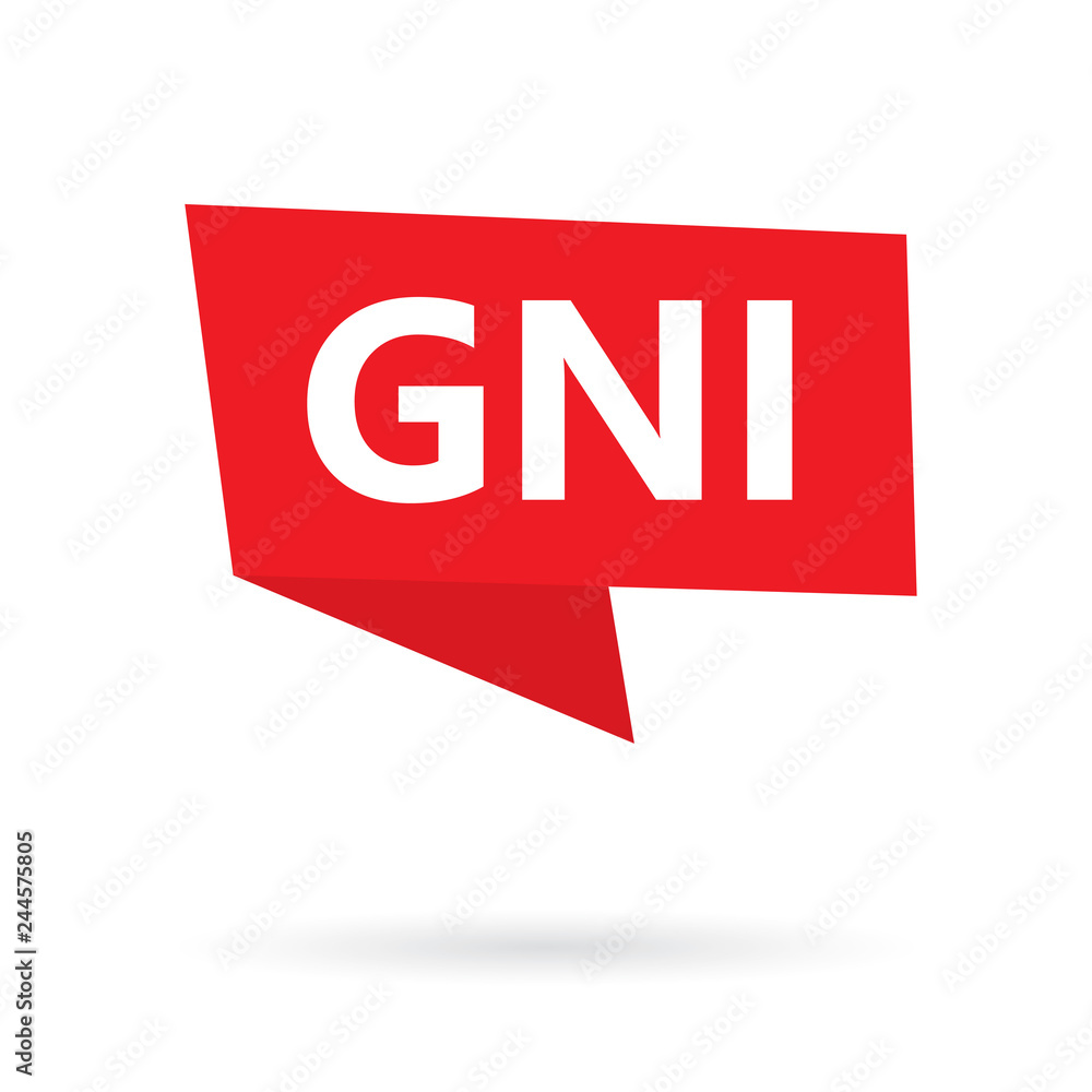 GNI (Gross National Income) acronym on a sticker- vector illustration ...