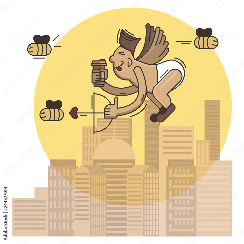 Very cute and funny animated bow-boy illustration Stock Vector | Adobe ...