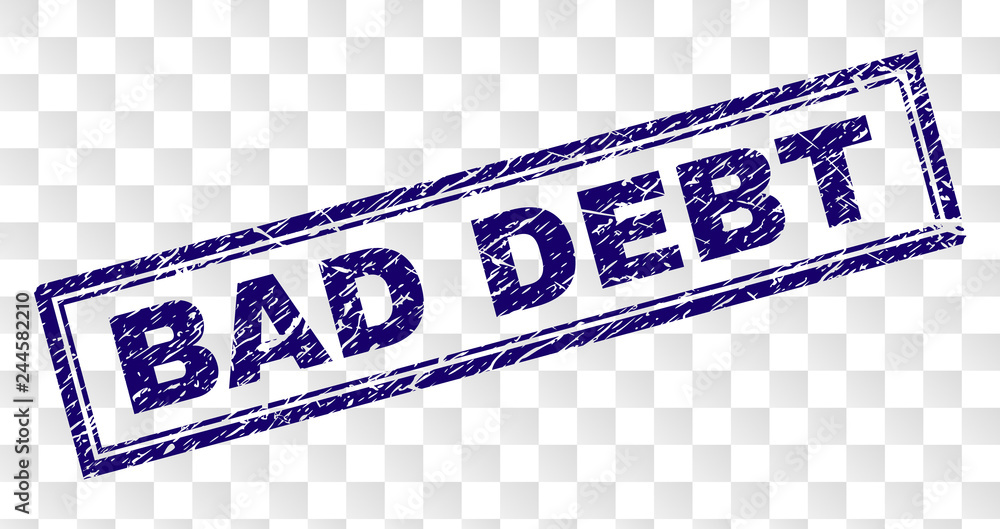 BAD DEBT stamp seal print with rubber print style and double framed ...