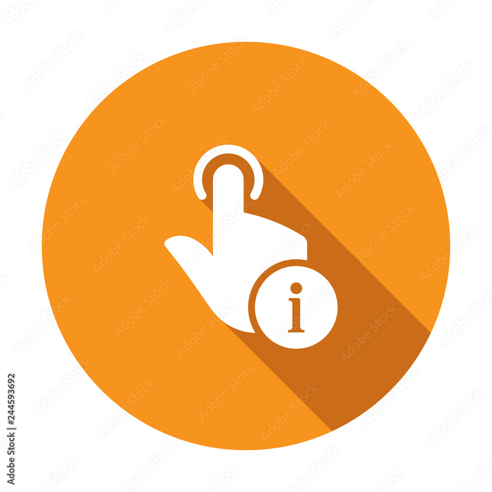 Hand icon, gestures icon with information sign. Hand icon and about ...