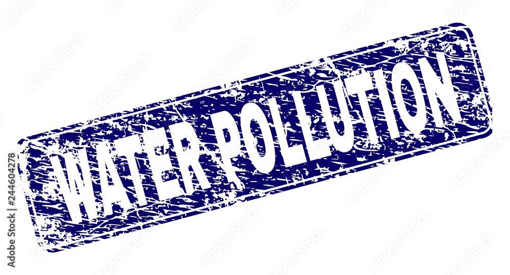 WATER POLLUTION stamp seal print with grunge style. Seal shape is a ...