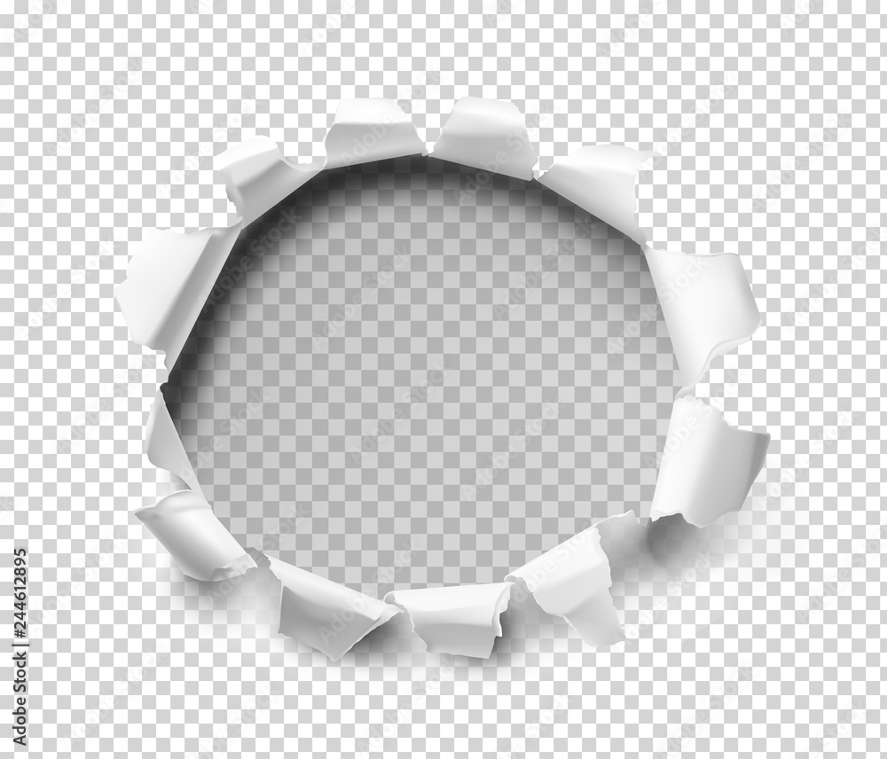 Realistic hole in paper isolated on transparent background. Vector ...