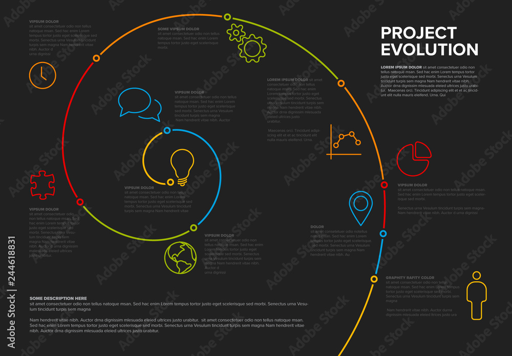 Colorful Spiral Timeline Infographic Layout Stock Template | Adobe Stock