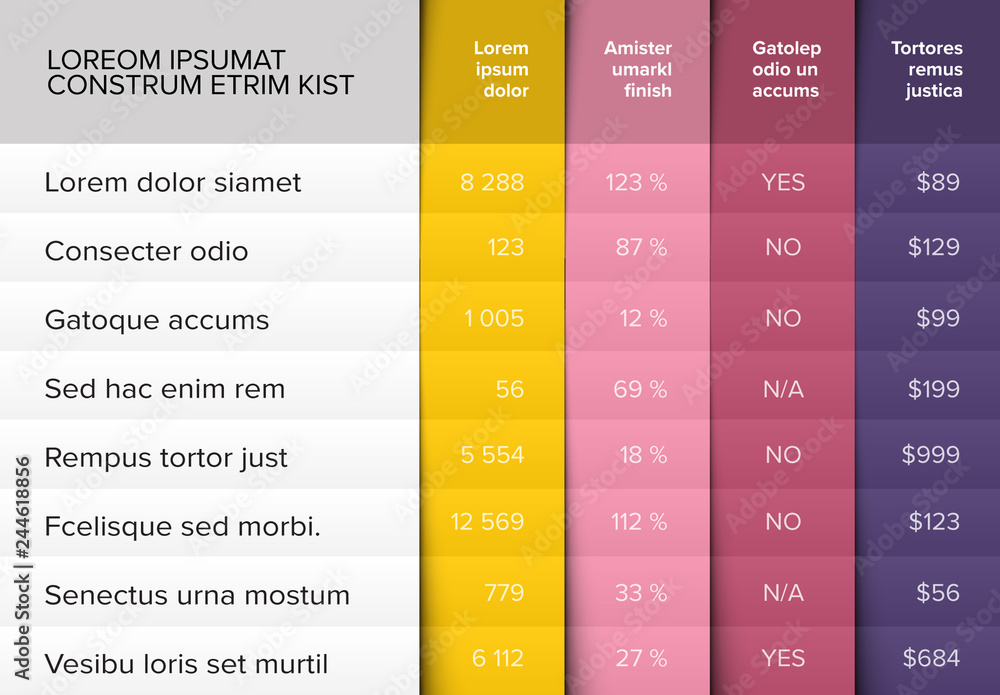 Colorful Table Infographic Layout Stock Template | Adobe Stock