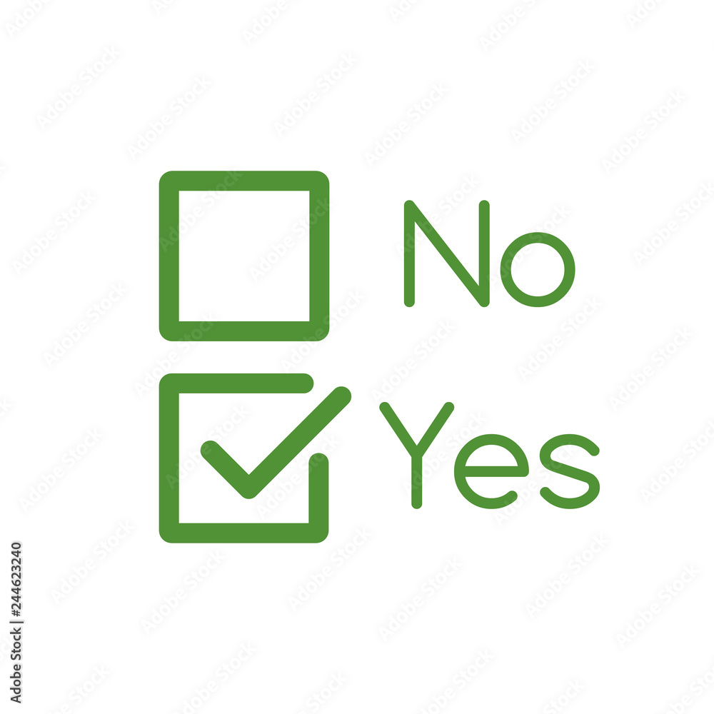 Yes And No Checkbox Set With Blank And Checked Checkbox Line Art Vector 