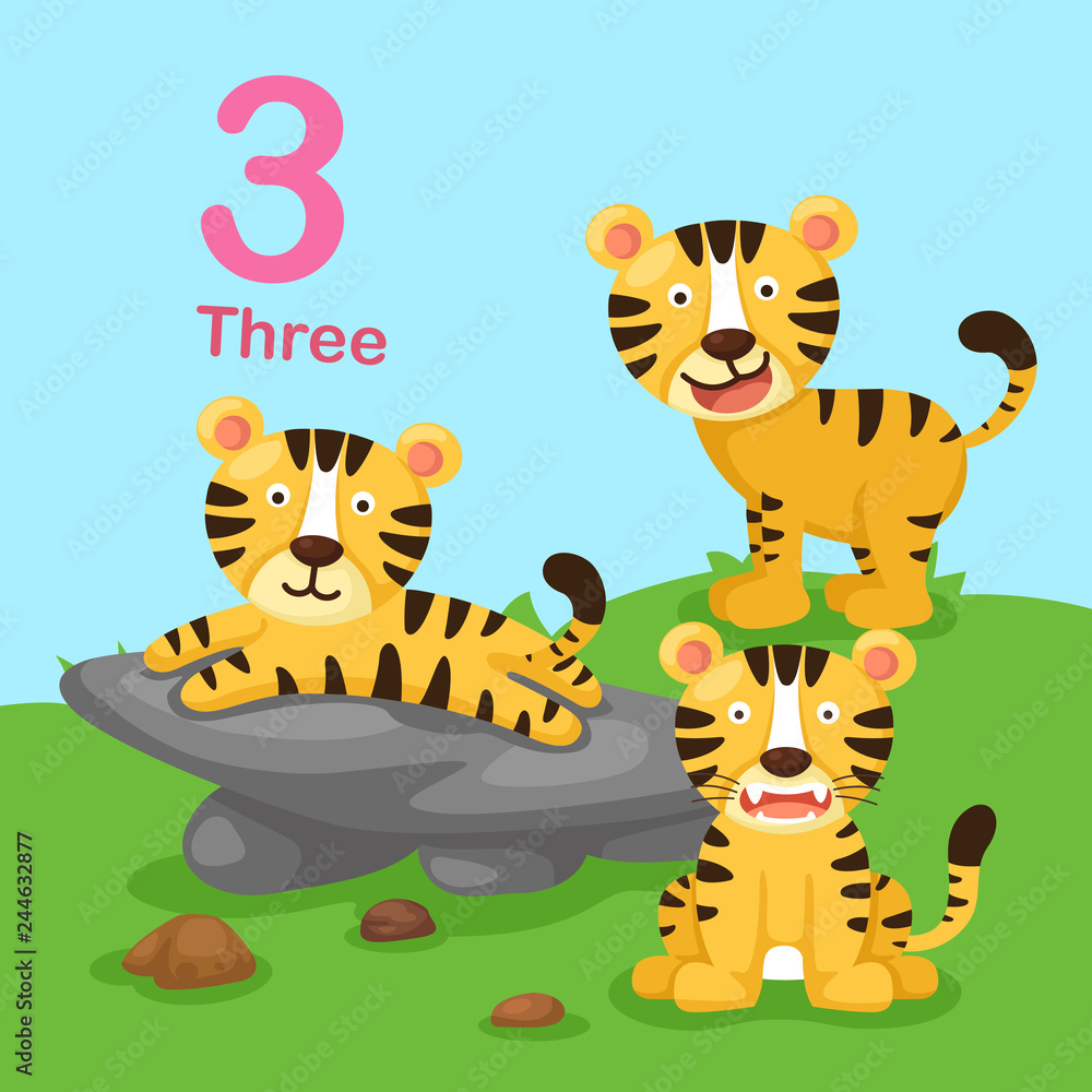 Illustrator of number three vector Stock Vector | Adobe Stock