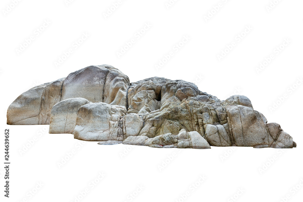Cliff stone located part of the mountain rock isolated on white ...