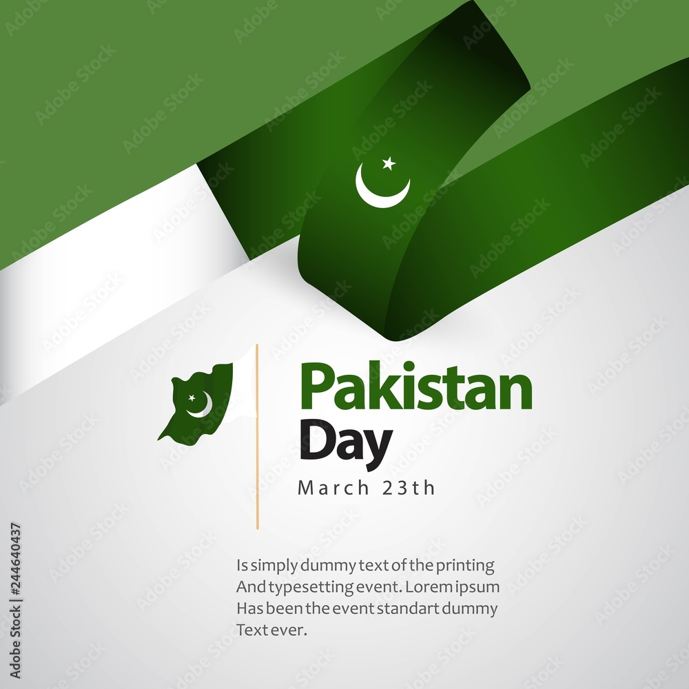 Pakistan Day Vector Template Design Illustration Stock Vector | Adobe Stock