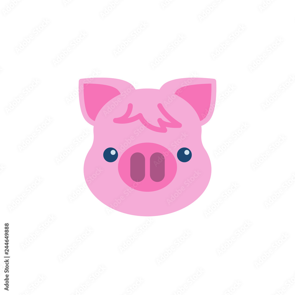Piggy Face Without Mouth Emoji flat icon, vector sign, colorful ...