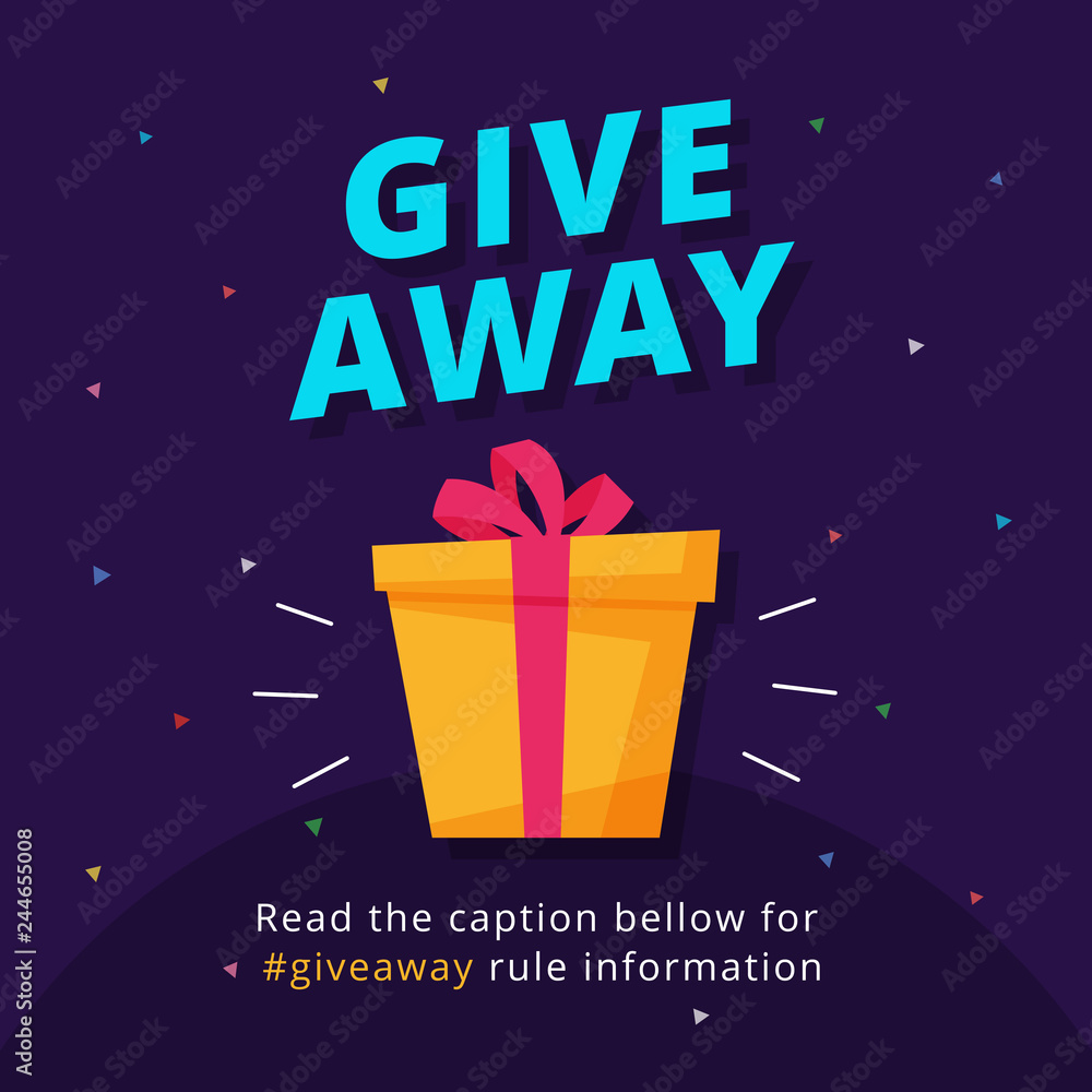 Giveaway poster template design for social media post or website banner ...