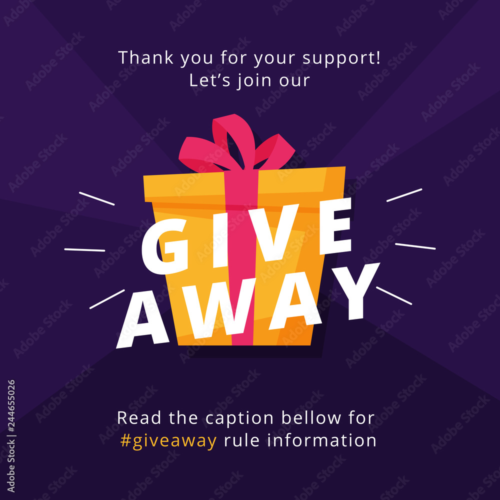 Giveaway poster template design for social media post or website banner ...