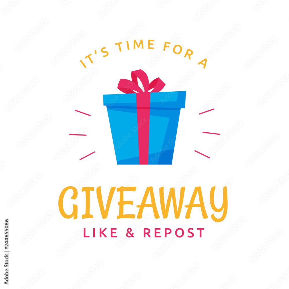 Giveaway logo template design for social media post or website banner ...
