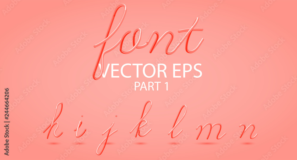 Hot Plastic 3D Typeset with Rounded Shapes. Font Set of Painted Letters ...