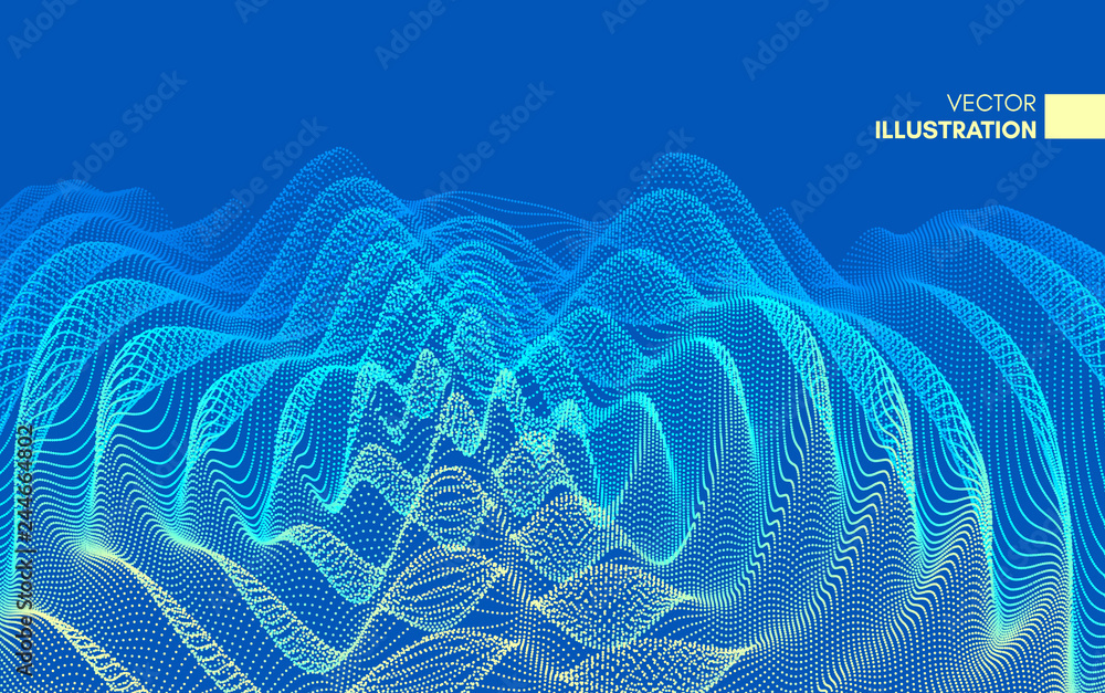 3D wavy background with ripple effect. Vector illustration with ...