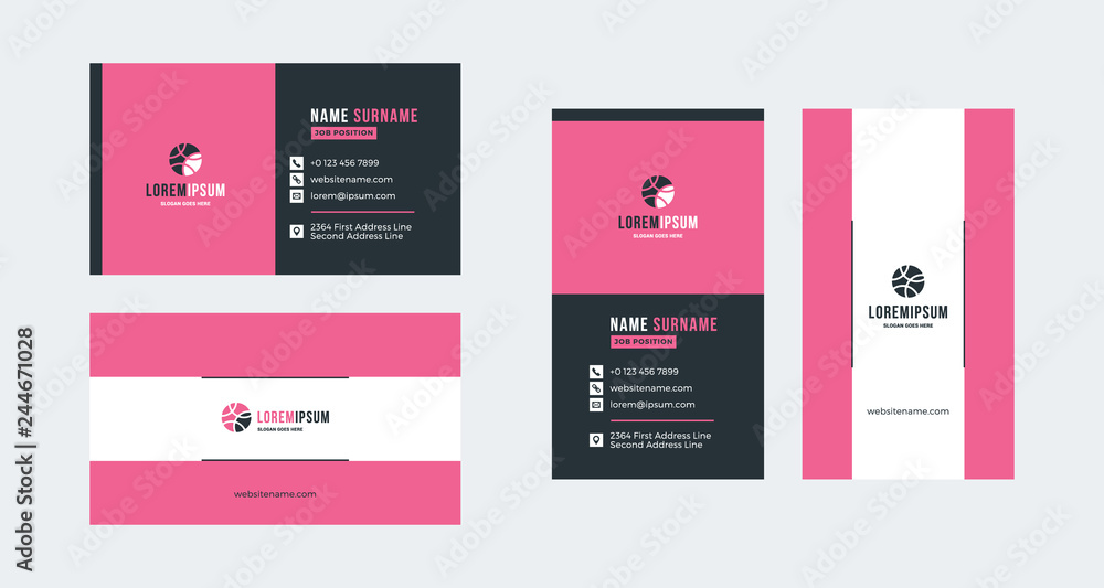 Double-sided creative business card template. Portrait and landscape ...