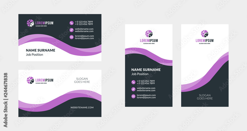 Double-sided creative business card template. Portrait and landscape ...