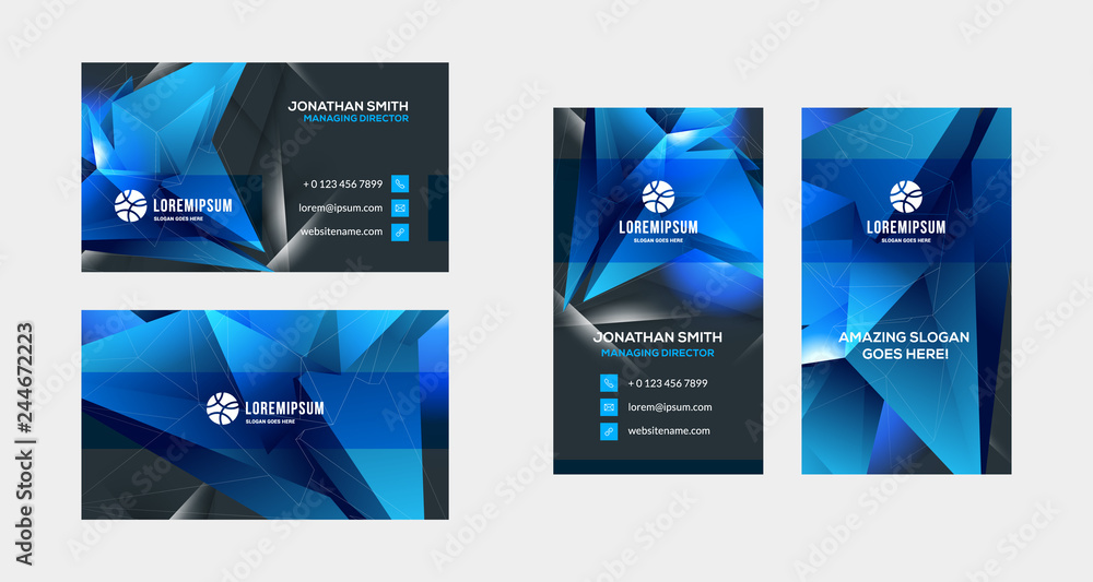Double-sided creative business card template. Portrait and landscape ...
