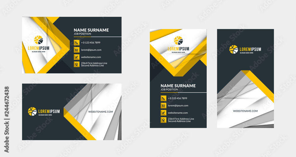 Double-sided creative business card template. Portrait and landscape ...