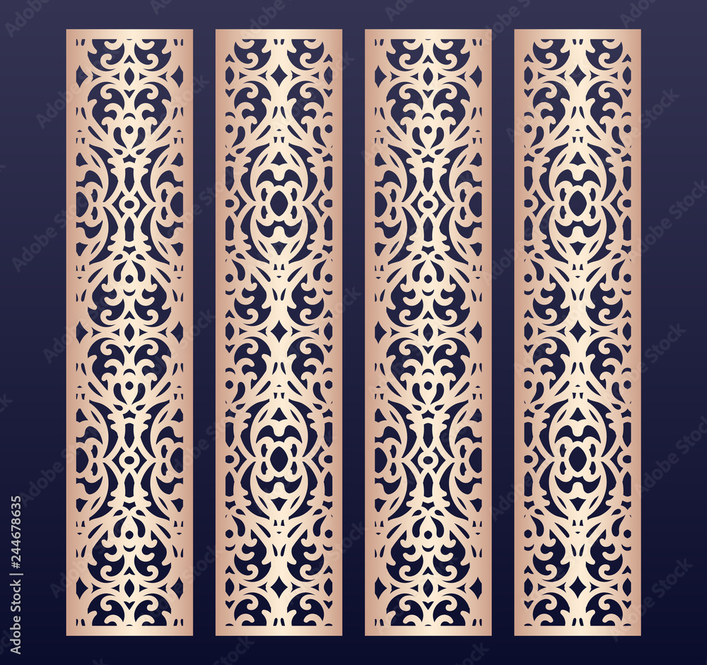 Laser cut decorative lace borders patterns. Set of bookmarks templates ...