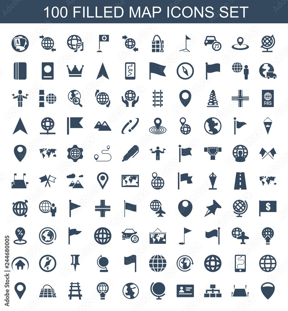 100 map icons Stock Vector | Adobe Stock