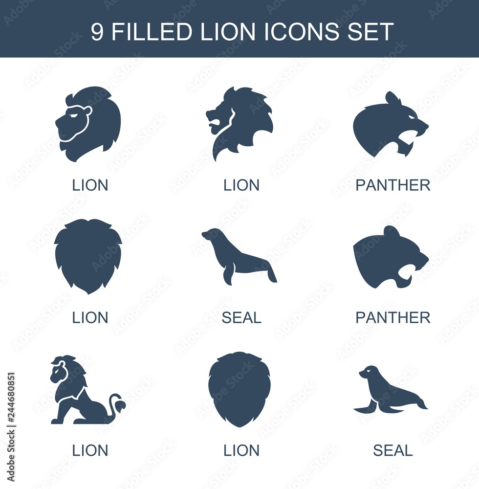 9 lion icons Stock Vector | Adobe Stock