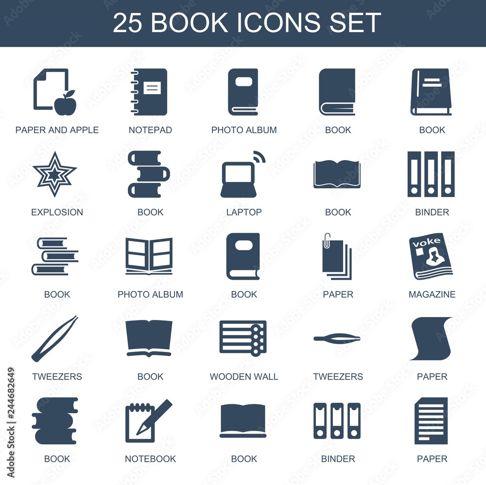 25 book icons Stock Vector | Adobe Stock