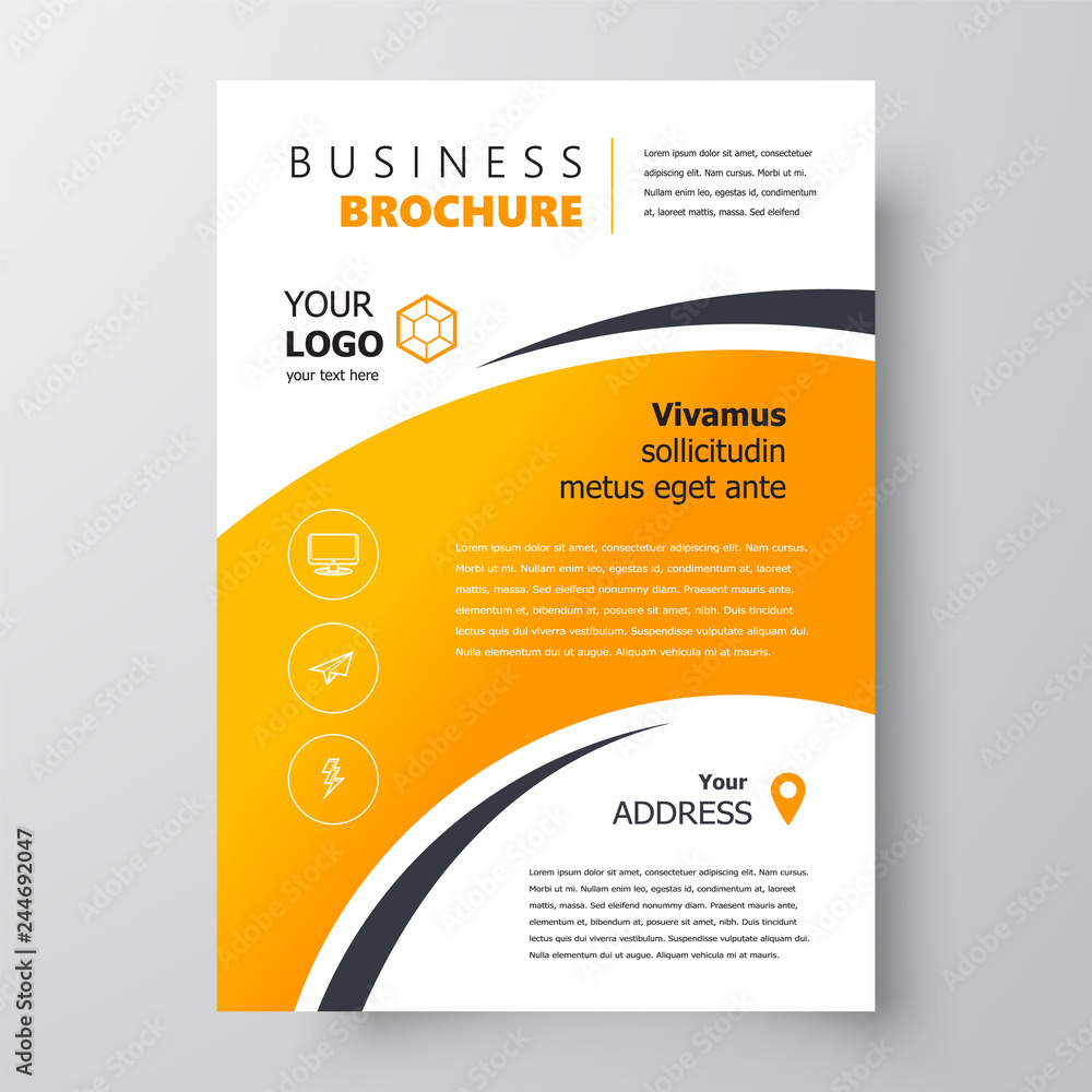 Flyer brochure design template, creative leaflet yellow color Stock ...