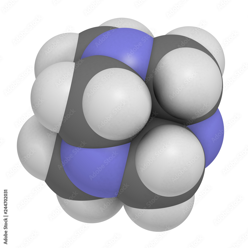 Methenamine molecule. Uses as an antiseptic drug and in solid fuel ...