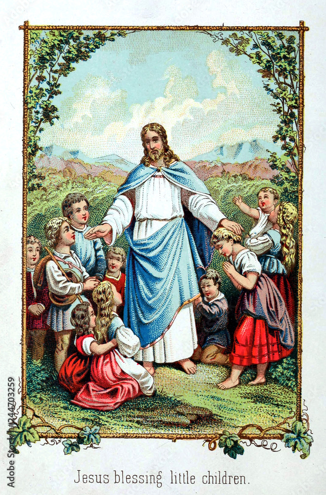 Jesus blessing little children Stock Illustration | Adobe Stock