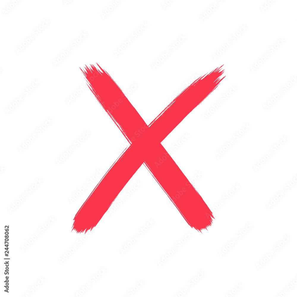 Red cross mark drawn grunge x in vector Stock Vector | Adobe Stock