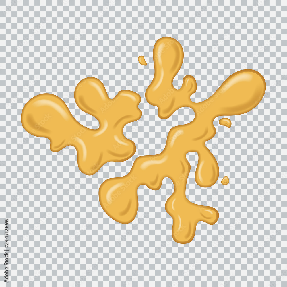 Golden slime isolated on transparent background. Liquid gold drip ...