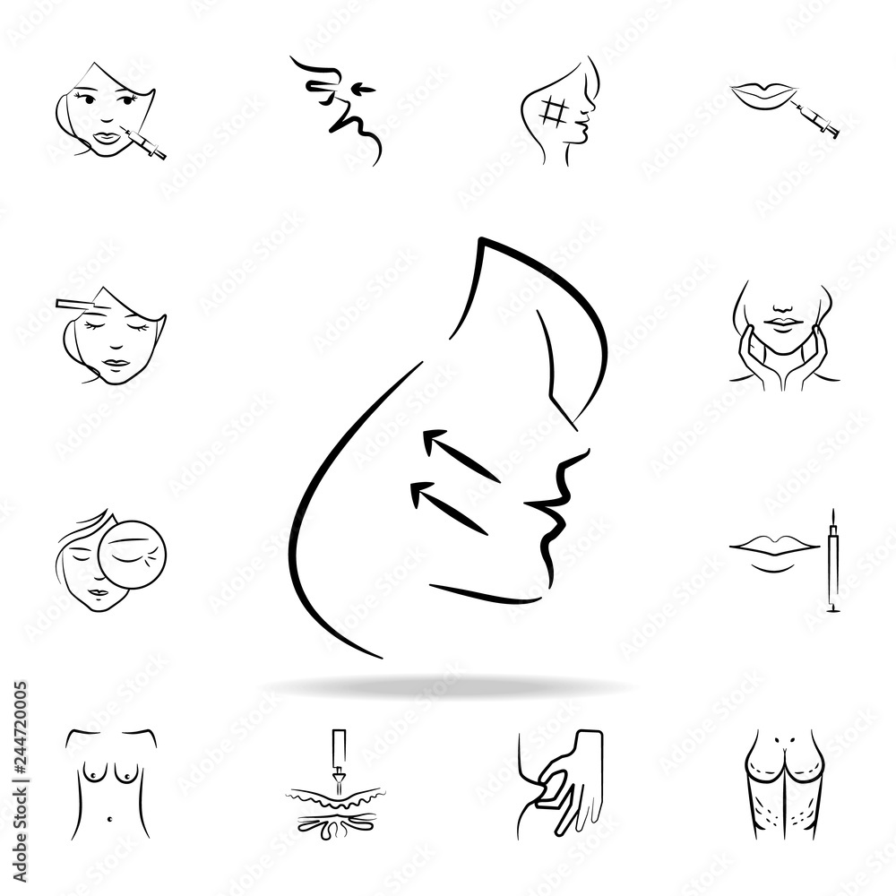 facelift icon. Detailed set of anti-aging procedure icons. Premium ...