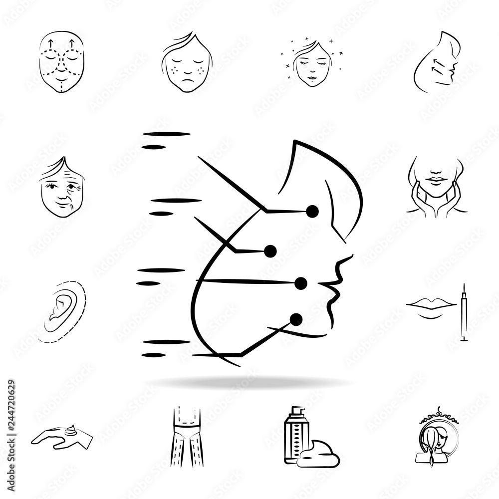 facial plastic surgery icon. Detailed set of anti-aging procedure icons ...