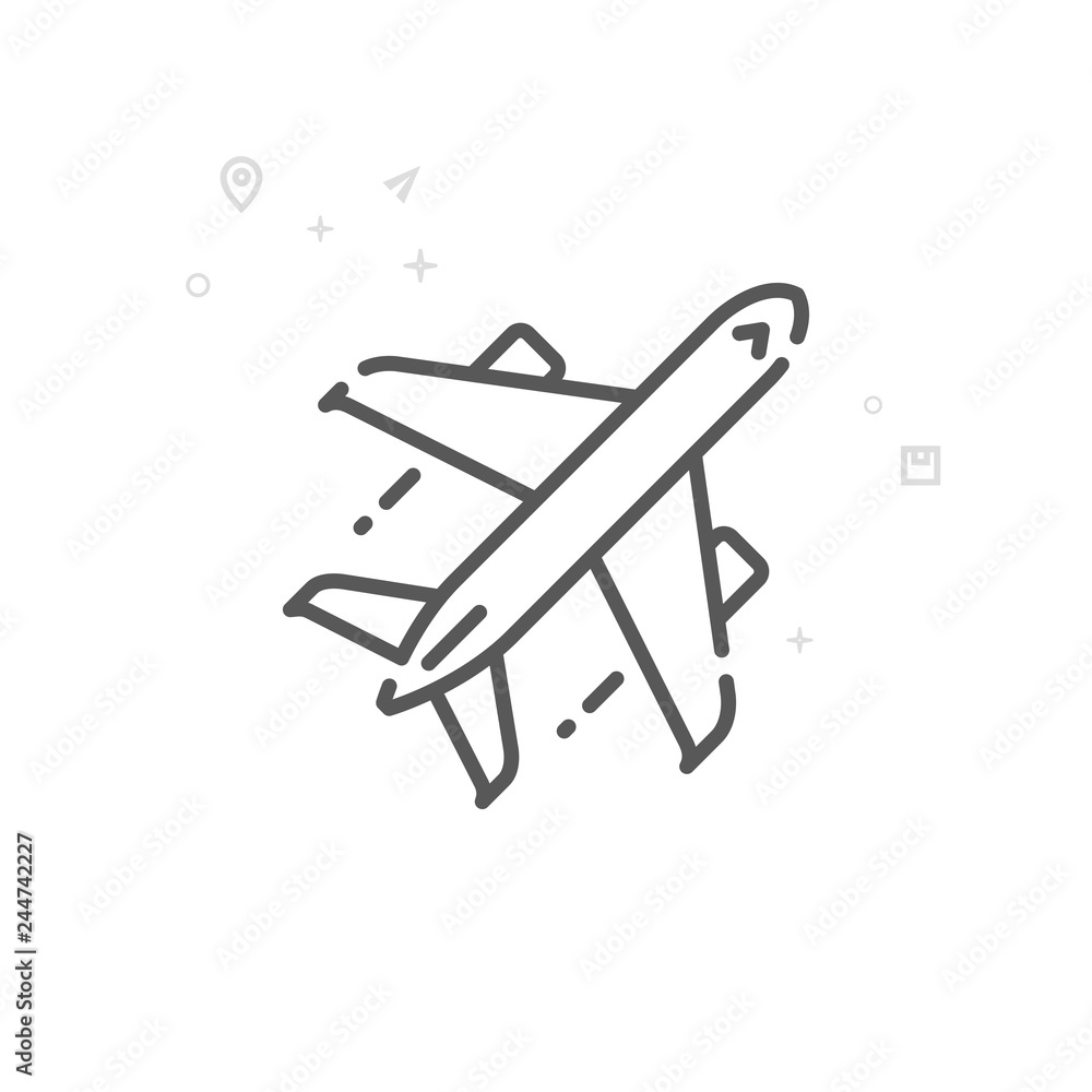 Airplane Vector Line Icon. Air Freight, Aircraft Symbol, Pictogram ...