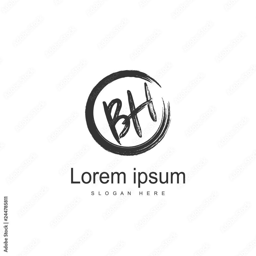 Letter Logo BH Template Vector Design Stock Vector | Adobe Stock