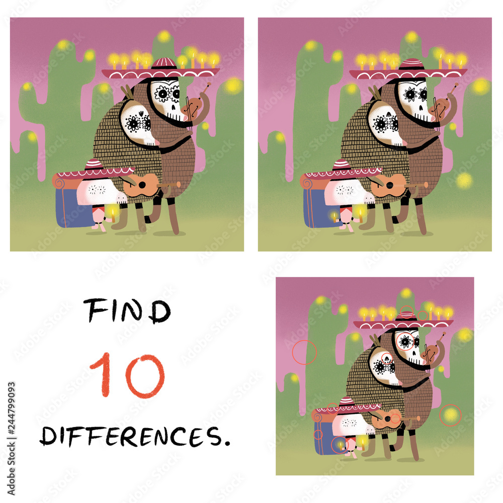 Funny pig with battleship illustration. Find 10 differences. Cartoon ...
