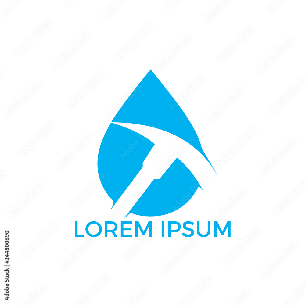 Mining Engineering Solution Logo Design.Oil drop, mine tool vector logo ...