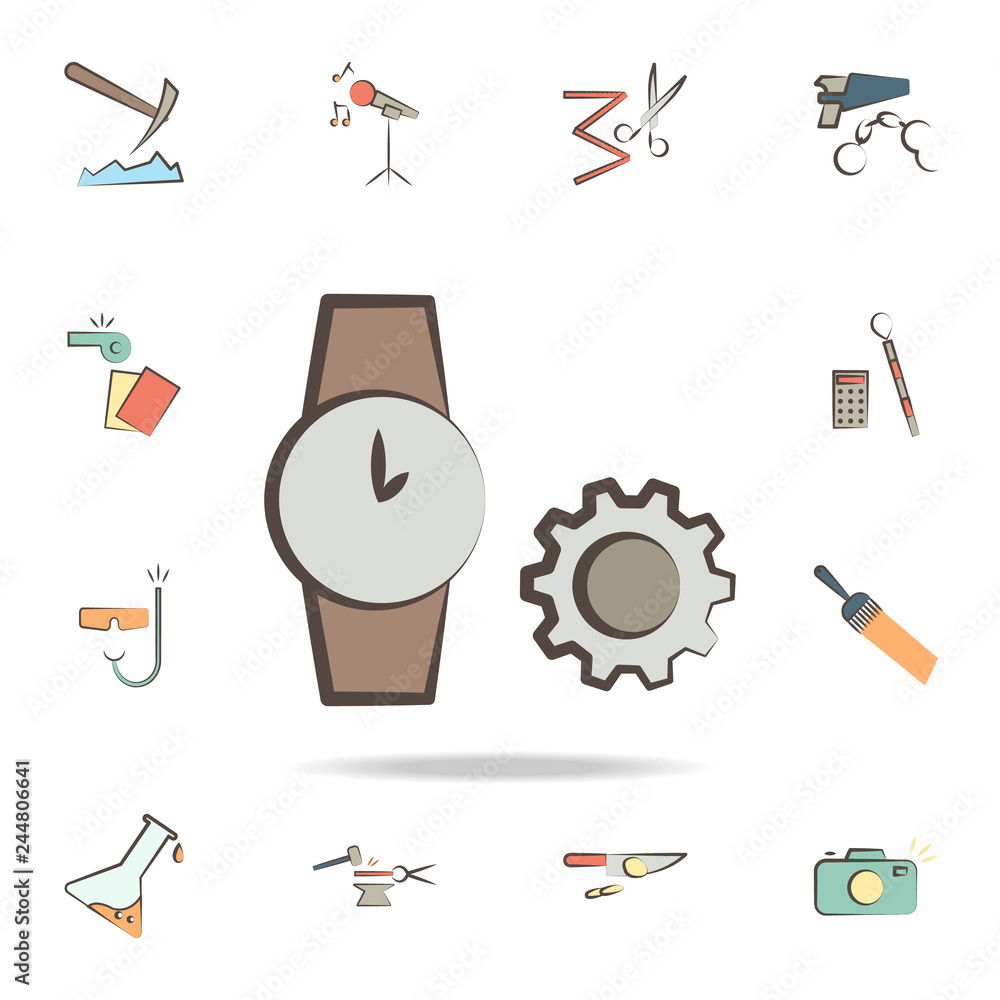 watchmaker tools icon. Detailed set of tools of various profession ...