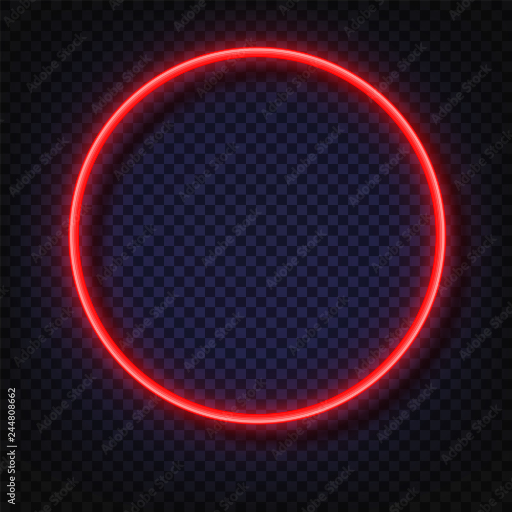 Neon light round banners . Vector Neon light frame sign. Realistic ...