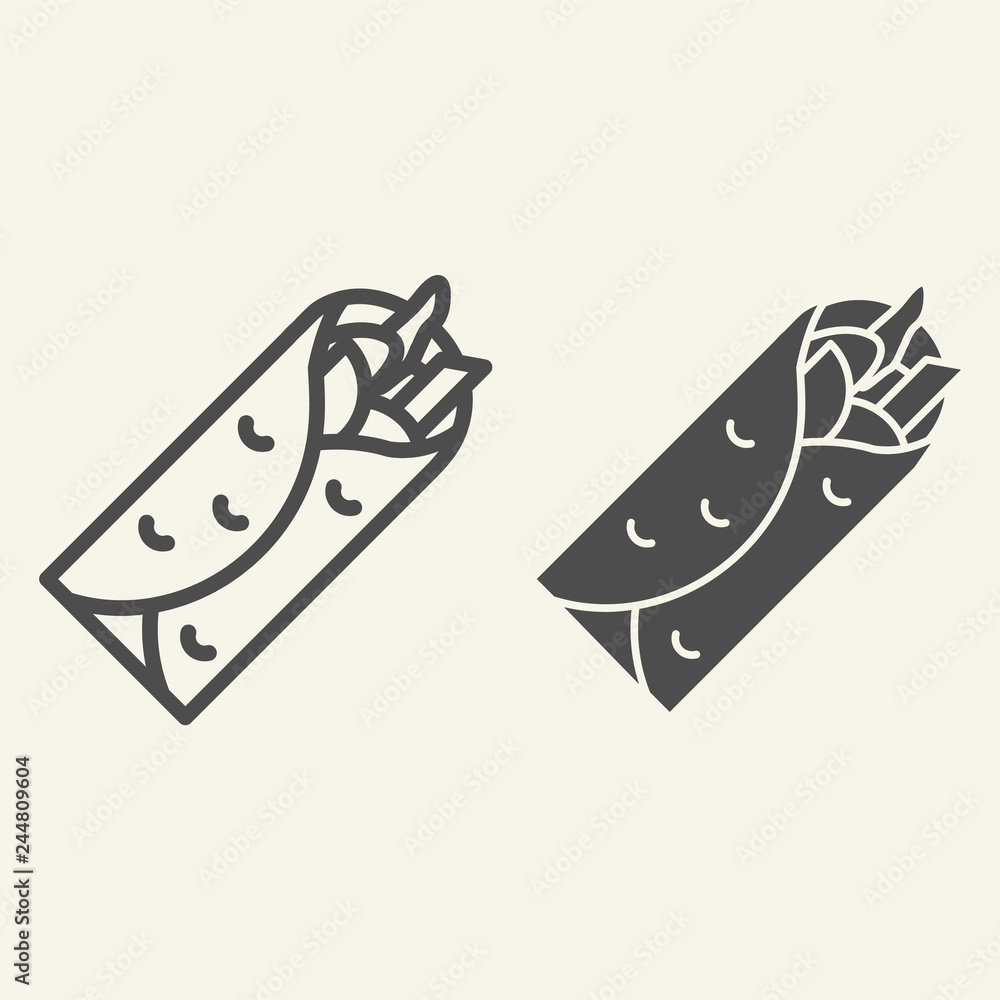 Taco line and glyph icon. Mexican food vector illustration isolated on ...