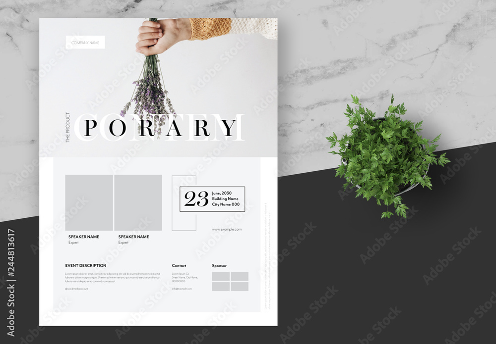 Event Flyer Layout with Gray Accents Stock Template | Adobe Stock