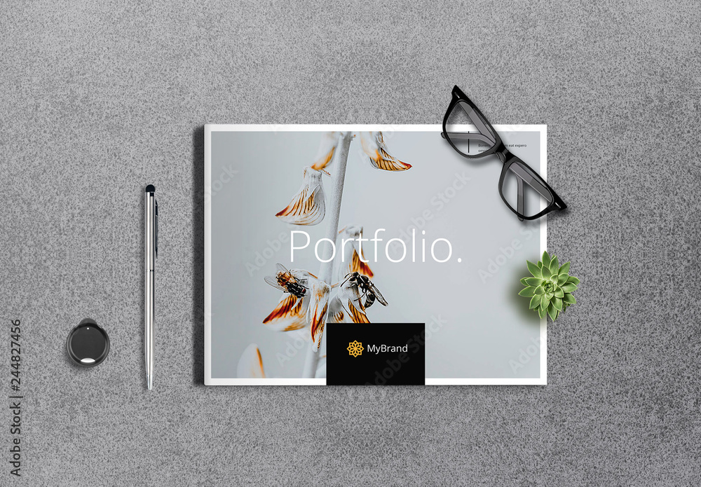 Portfolio Brochure Layout with Orange Accents Stock Template | Adobe Stock